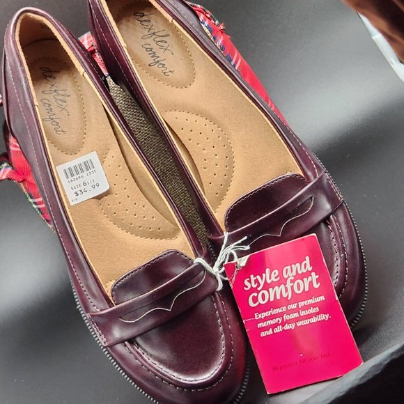 dexflex comfort | Shoes | Burgundy Penny Loafer Style Flat From Payless ...